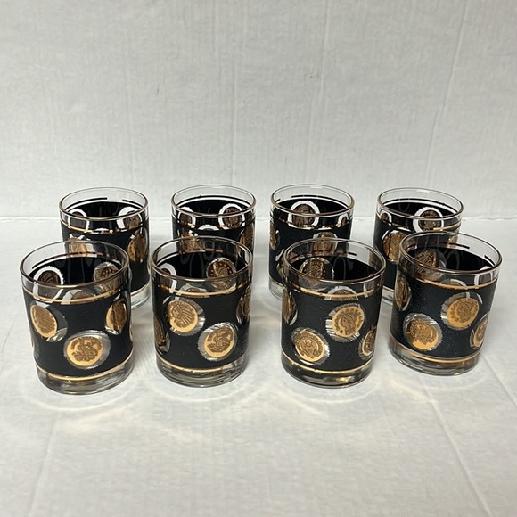 Vintage | Dining | Vintage Mcm Libbey Glass Gold Coins Old Fashioned ...
